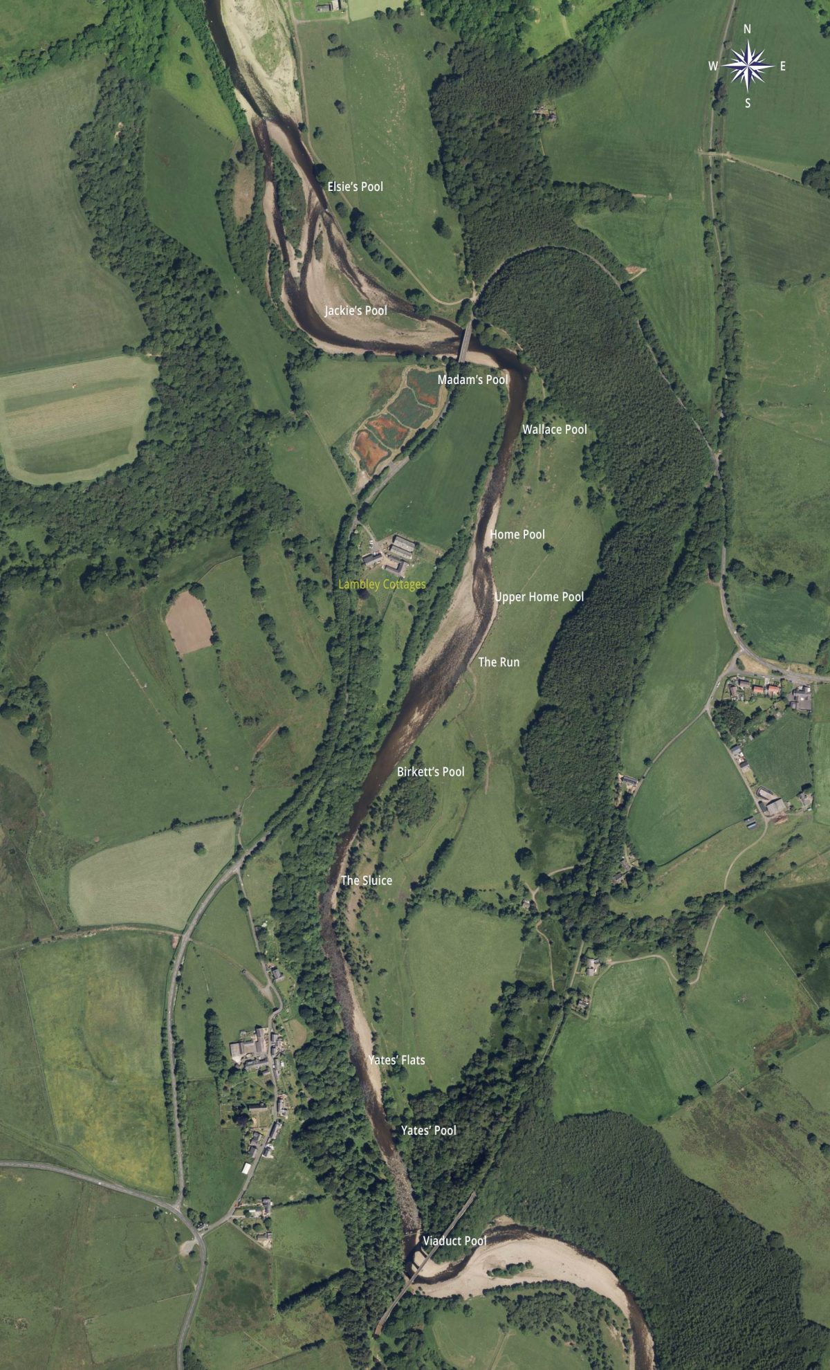 Fishing Beat Map - Lambley Farm Country Cottages and South Tyne Salmon ...